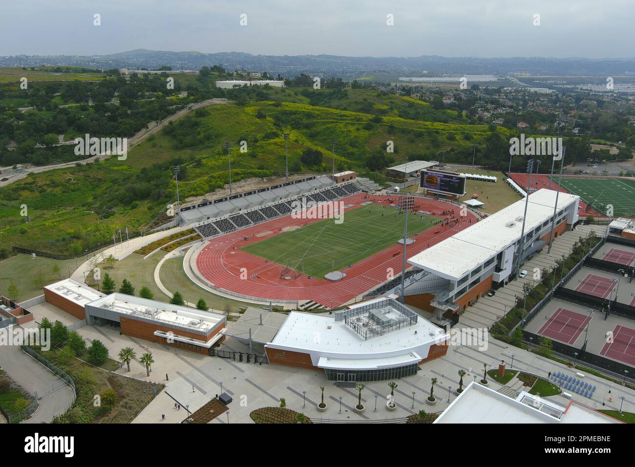 A general overall aerial view of Hilmer Lodge Stadium during the 63rd ...