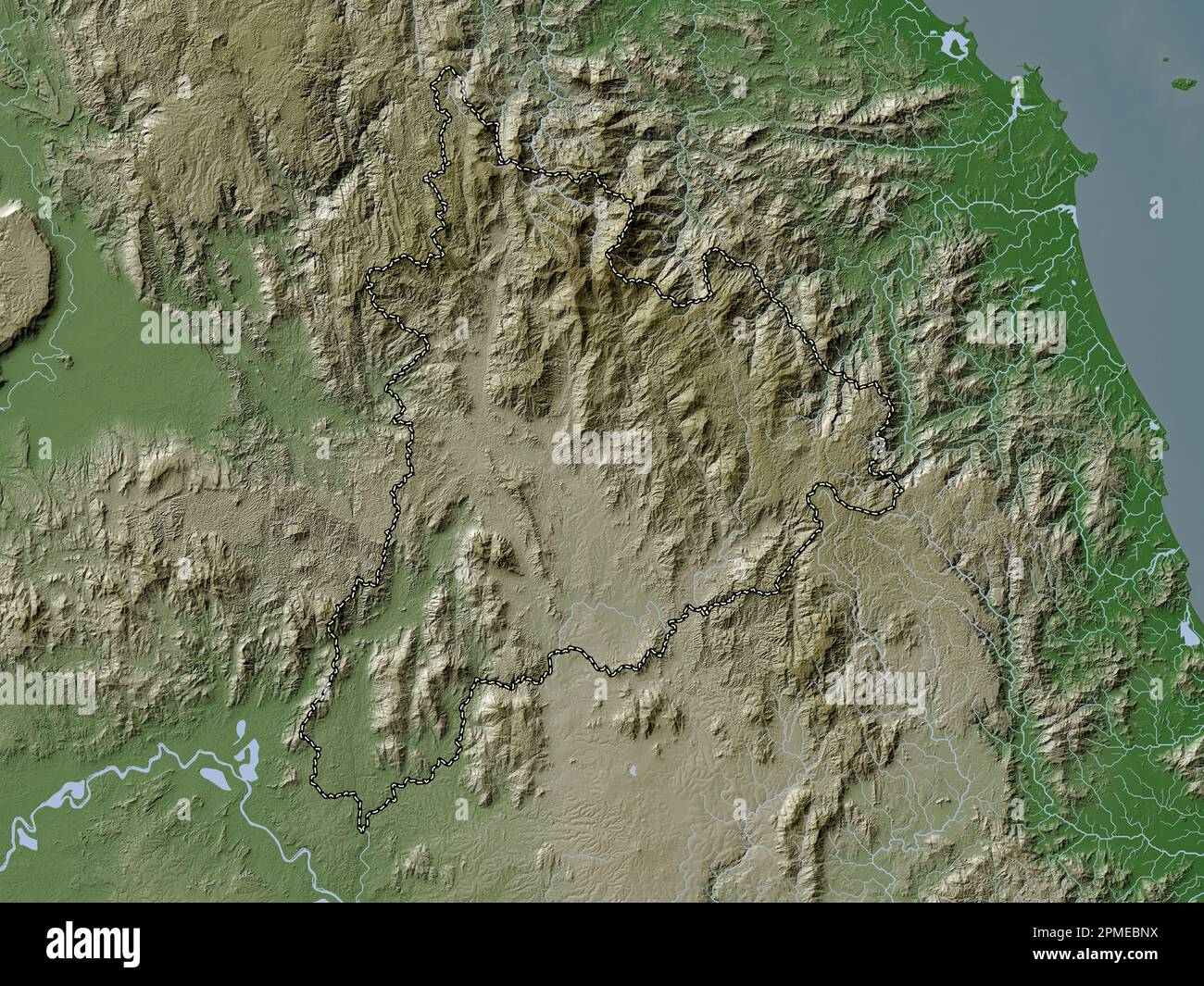 Kon Tum, province of Vietnam. Elevation map colored in wiki style with ...
