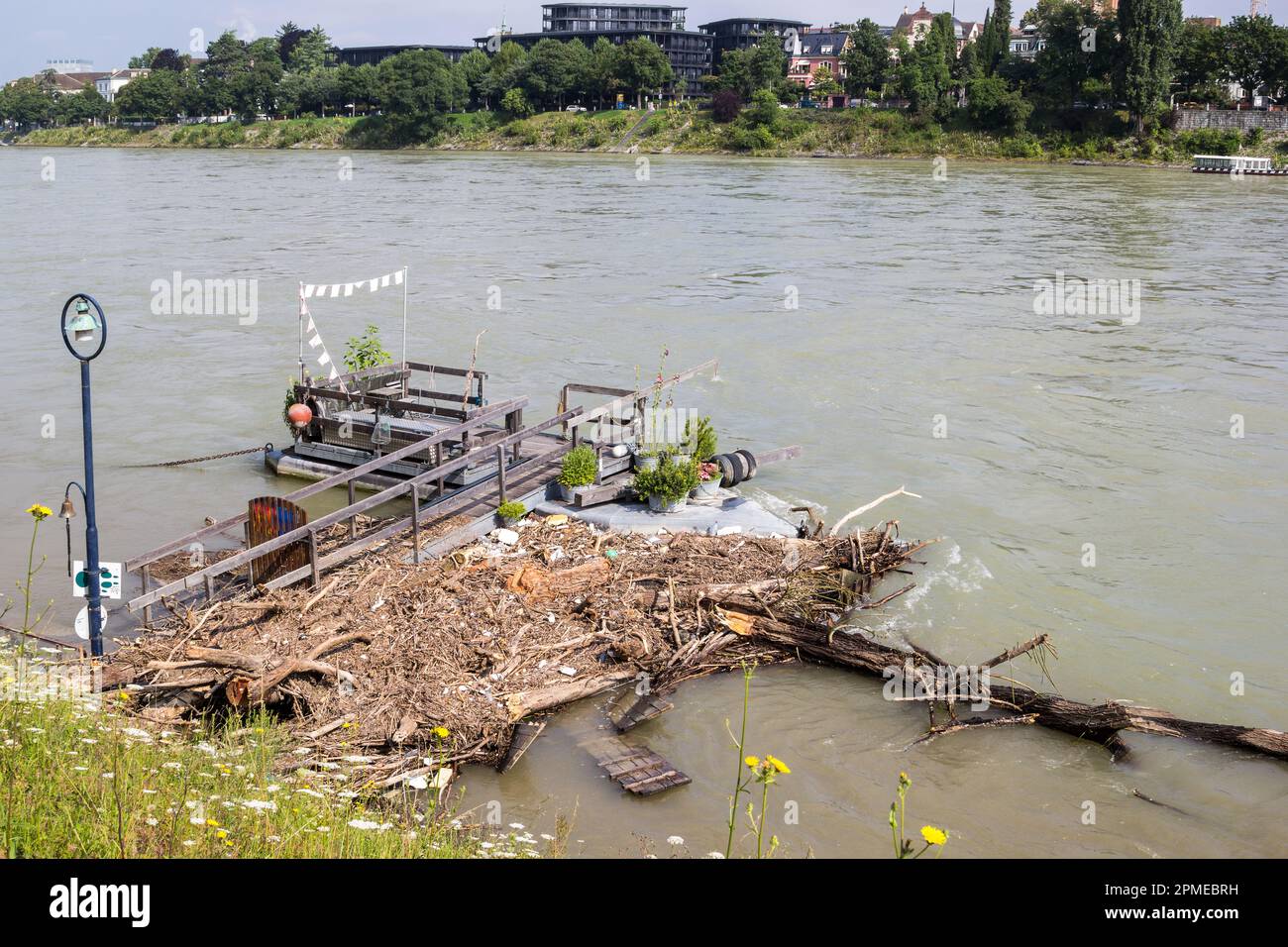 Ferry Dock Is Impassible And Unusable With River Debris After Heavy Rain And Overflow In The