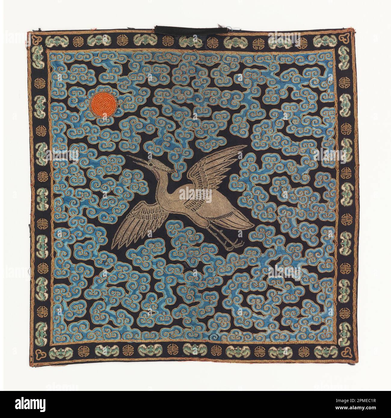 Rank Badge (China); silk and metallic embroidery on silk foundation ...