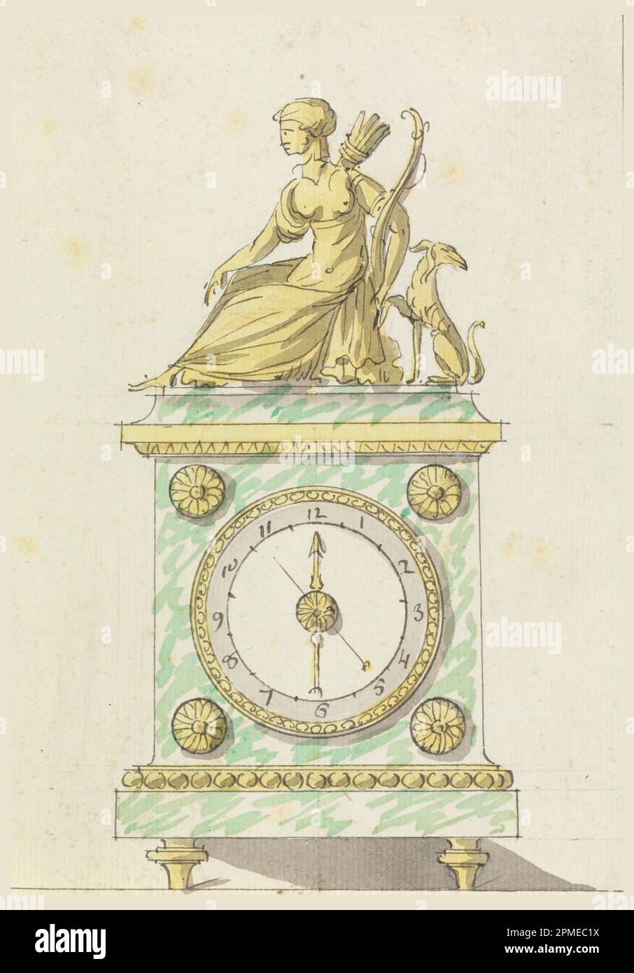 Drawing, Design for a Mantel Clock; Follower of Jean-Louis Prieur the ...