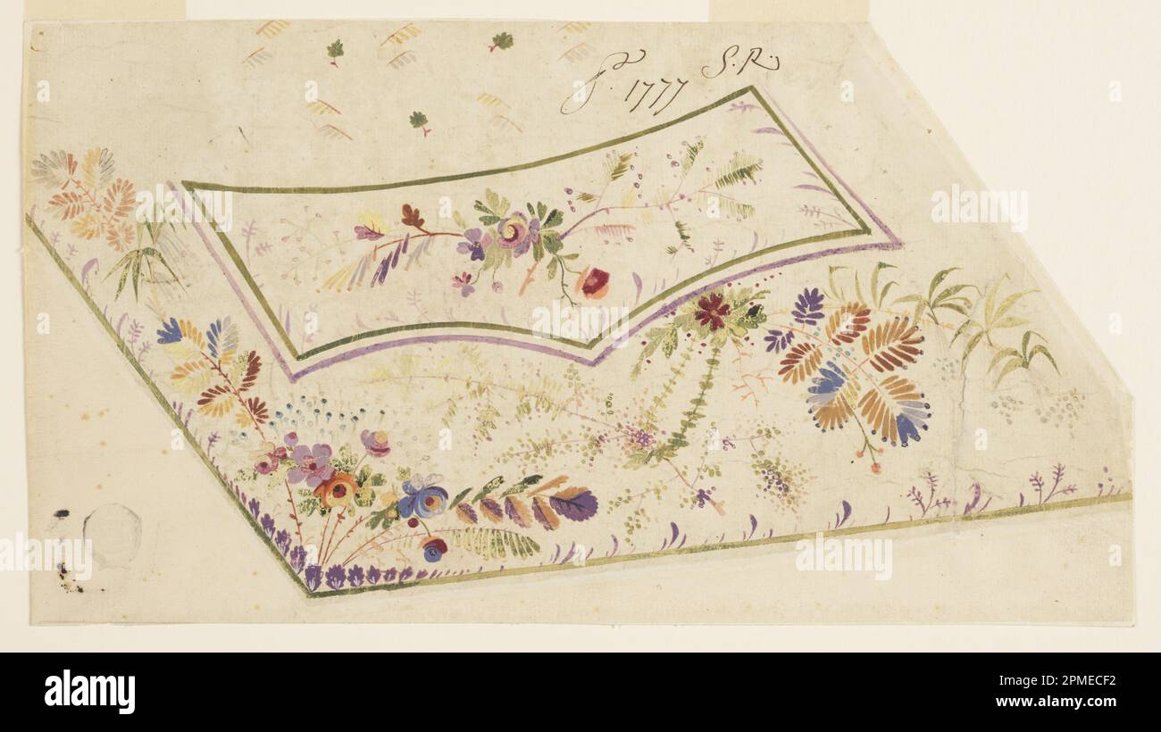 Drawing, Design for Embroidered Waistcoat, pattern 1777 of the Fabrique ...