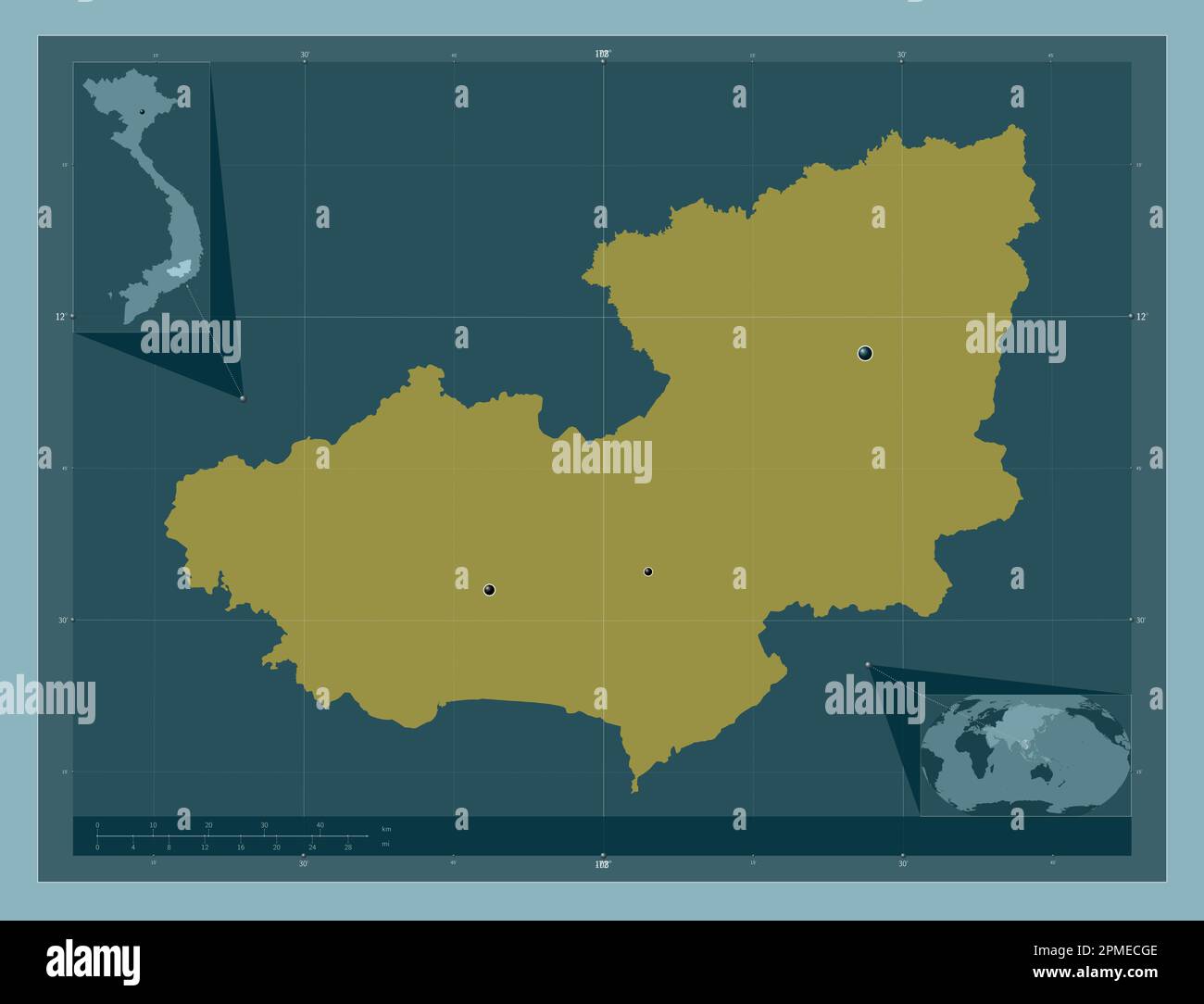 Lam ong, province of Vietnam. Solid color shape. Locations of major ...