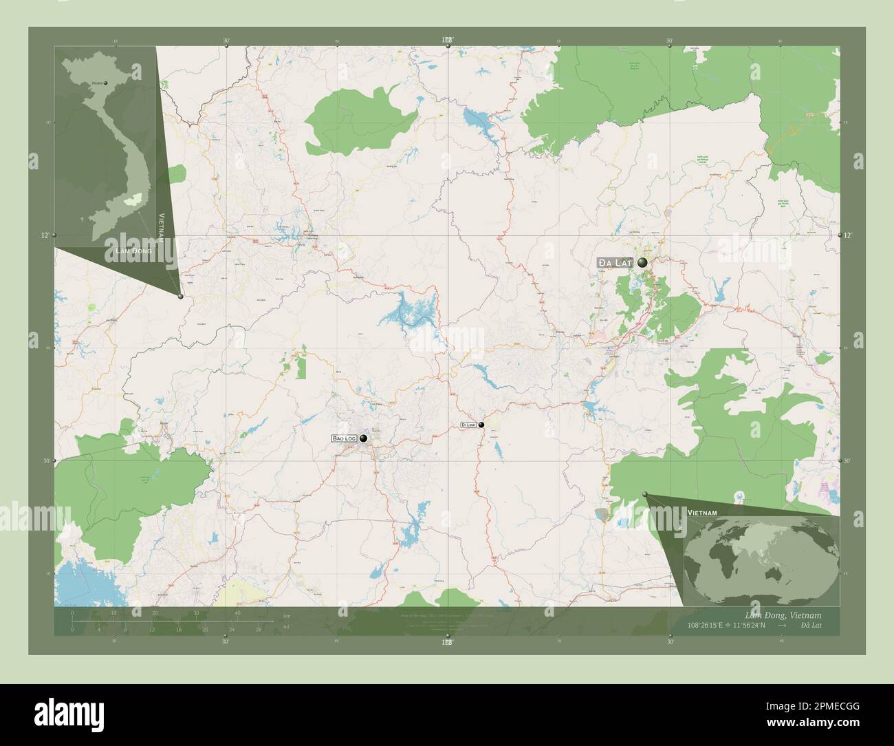 Lam ong, province of Vietnam. Open Street Map. Locations and names of ...