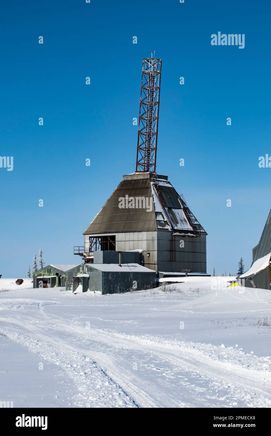 Aerobee launch tower at the decommissioned rocket range in Churchill ...