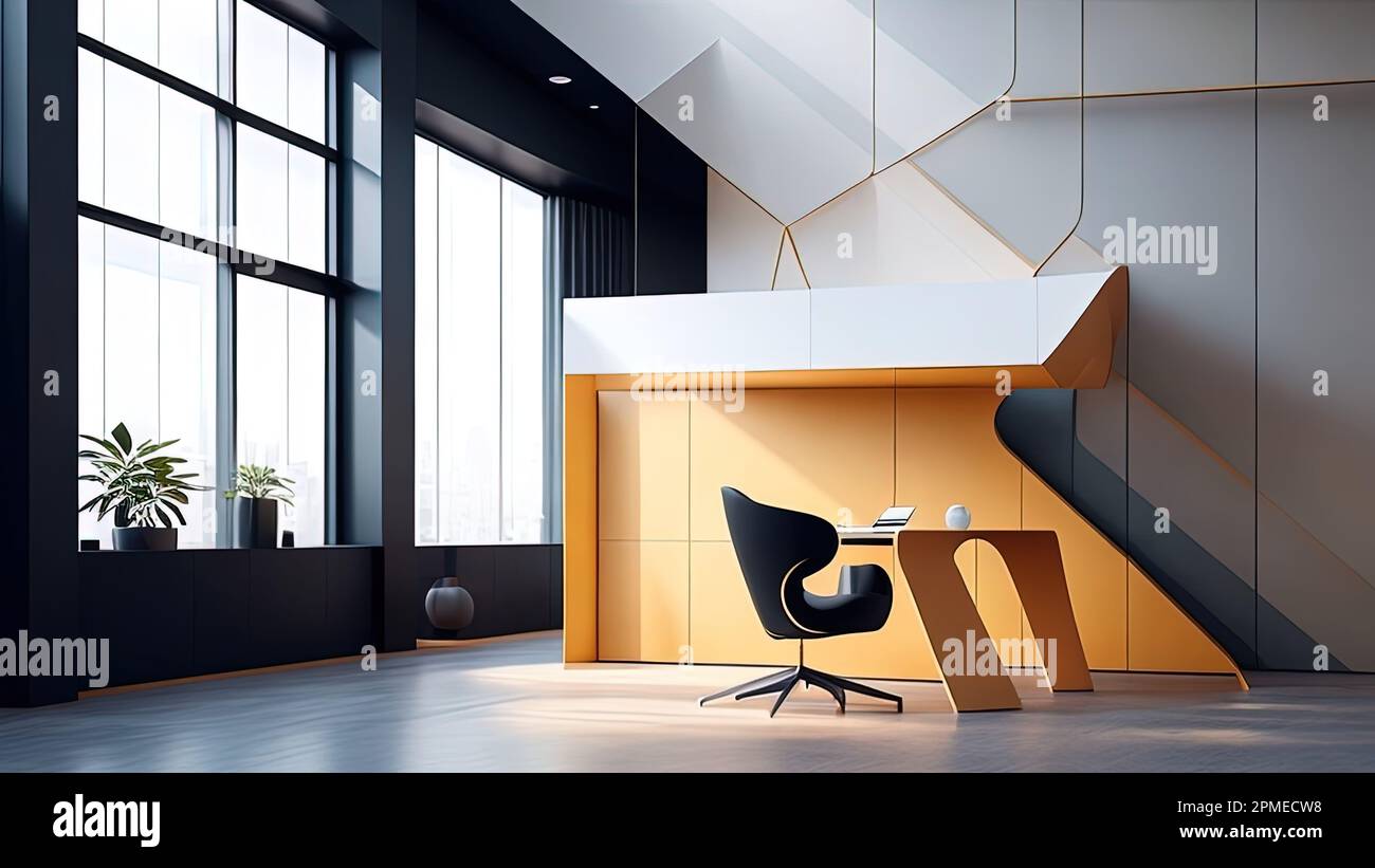 White modern reception desk render hi-res stock photography and images ...