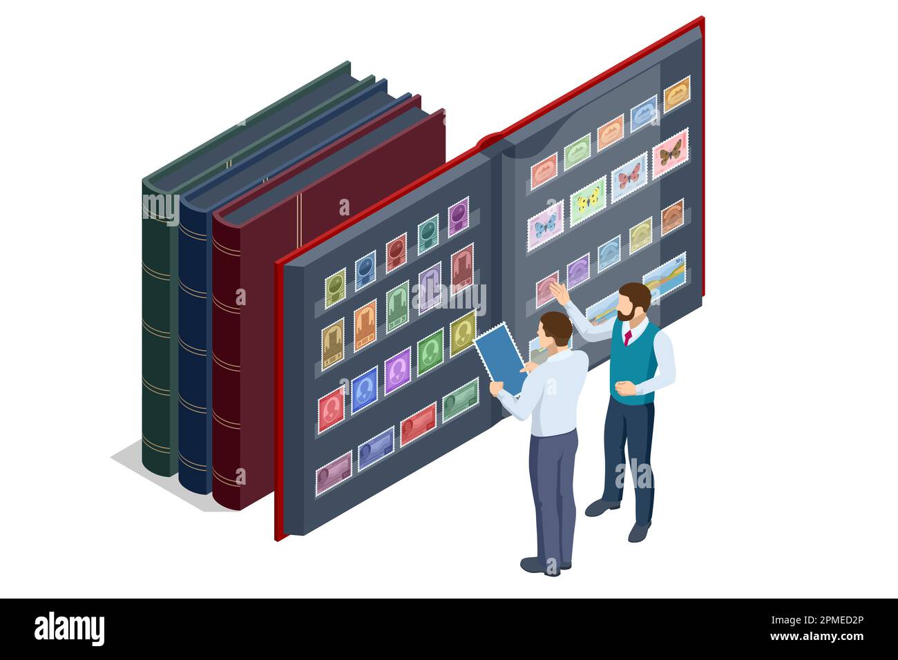 Isometric Philately and Marks Collection Concept. Old vintage ...