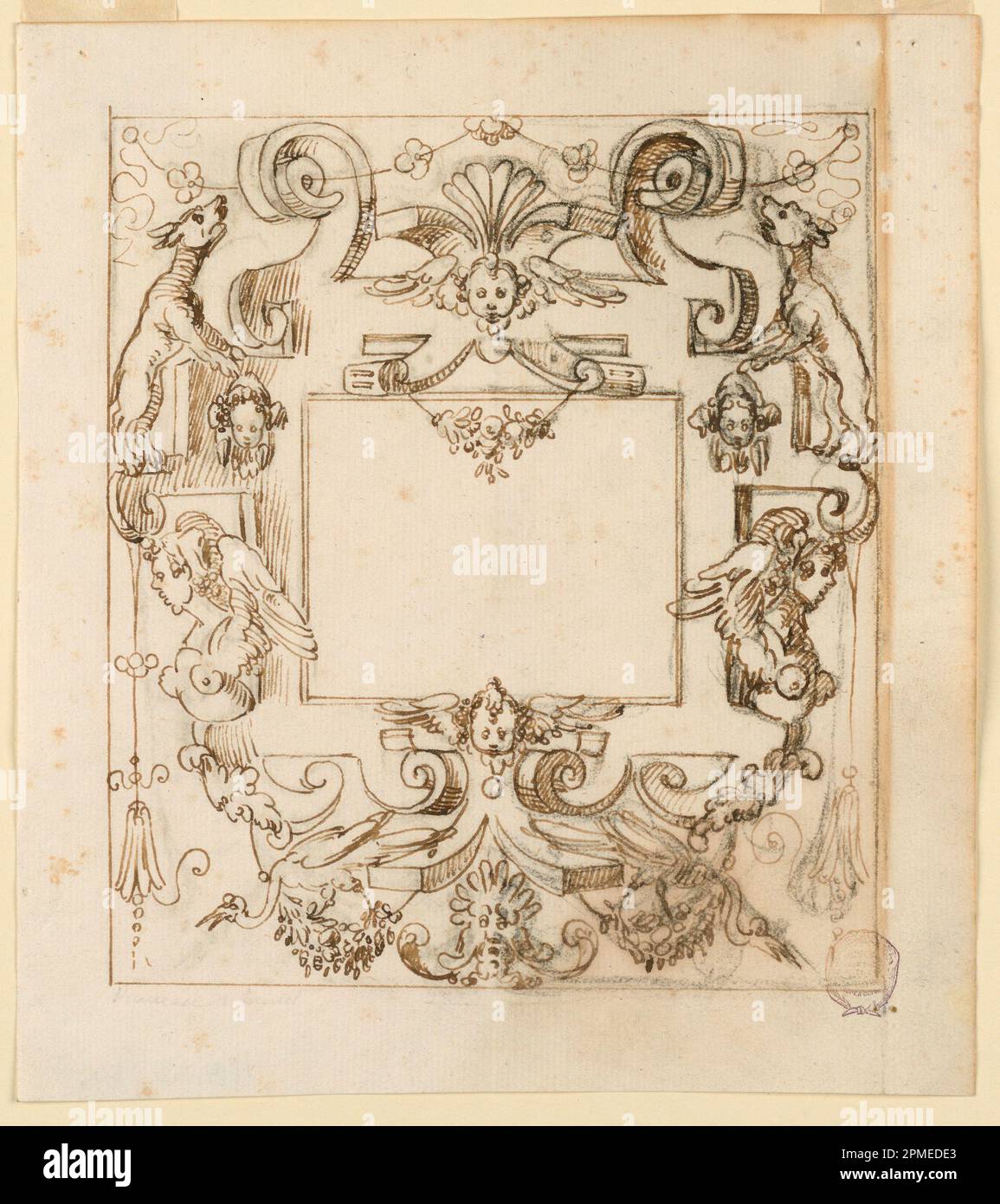 Drawing, Grotesque Design; Italy; charcoal, pen and ink on paper Stock ...