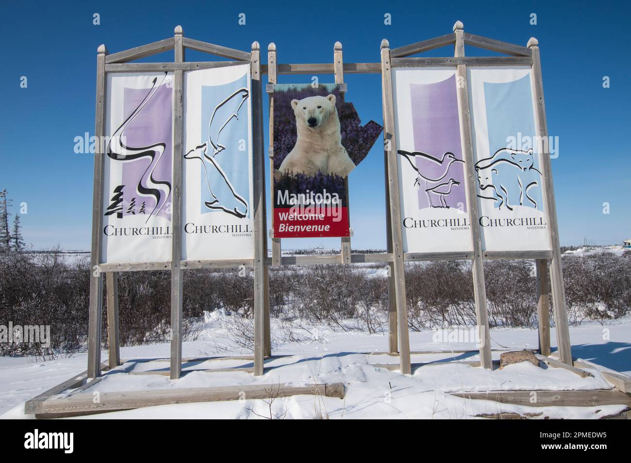 Welcome to Manitoba sign in Churchill, Manitoba, Canada Stock Photo - Alamy