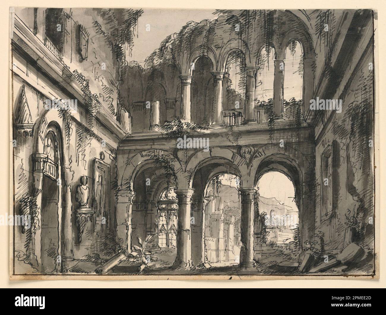 Drawing, Stage Design, Interior of Ruined Renaissance Palace; Designed ...