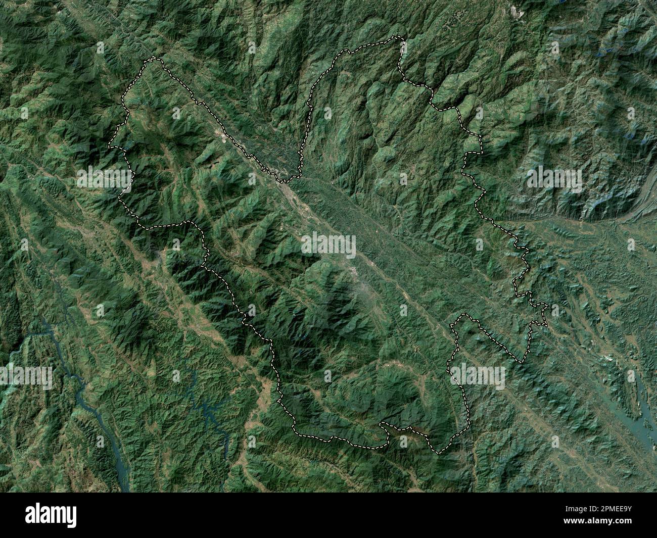 Lao Cai, province of Vietnam. Low resolution satellite map Stock Photo ...