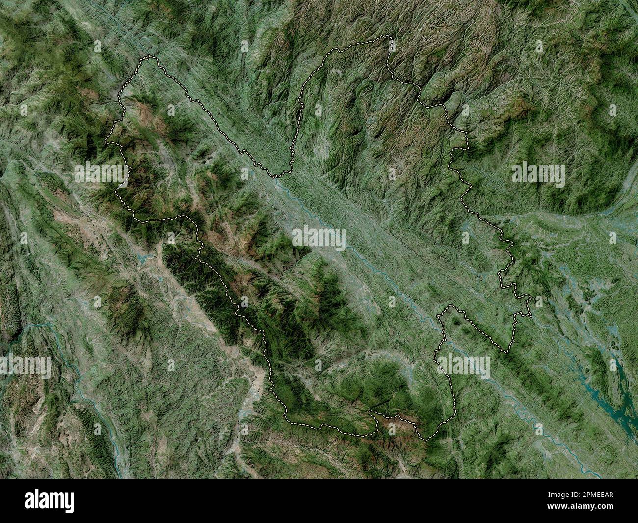 Lao Cai, province of Vietnam. High resolution satellite map Stock Photo ...