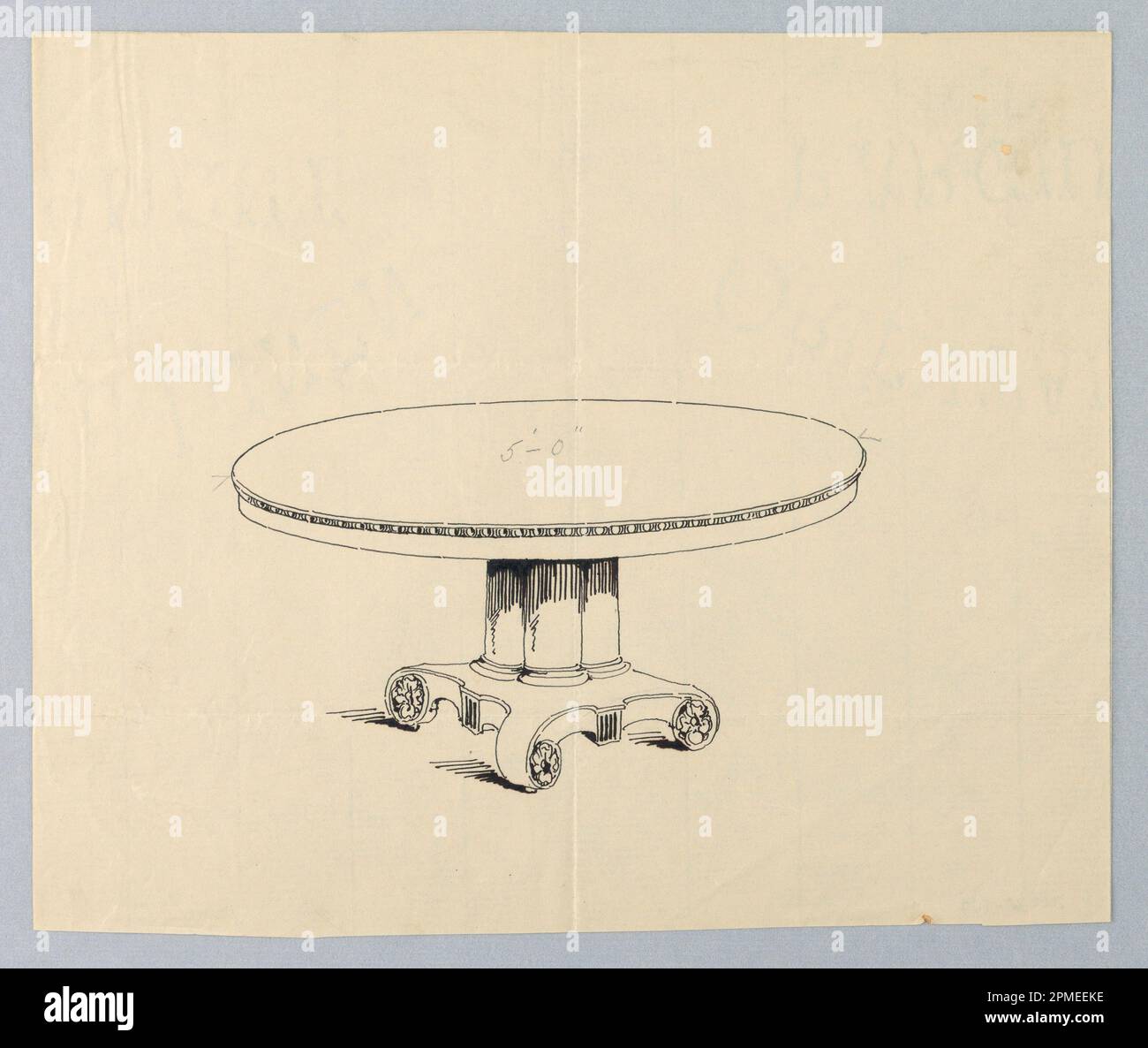 Drawing, Design for Round Table on Clustered-Column Support; Designed ...
