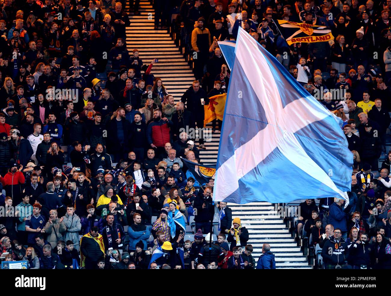 File photo dated 28/03/23 of Scotland football fans in the stands at ...