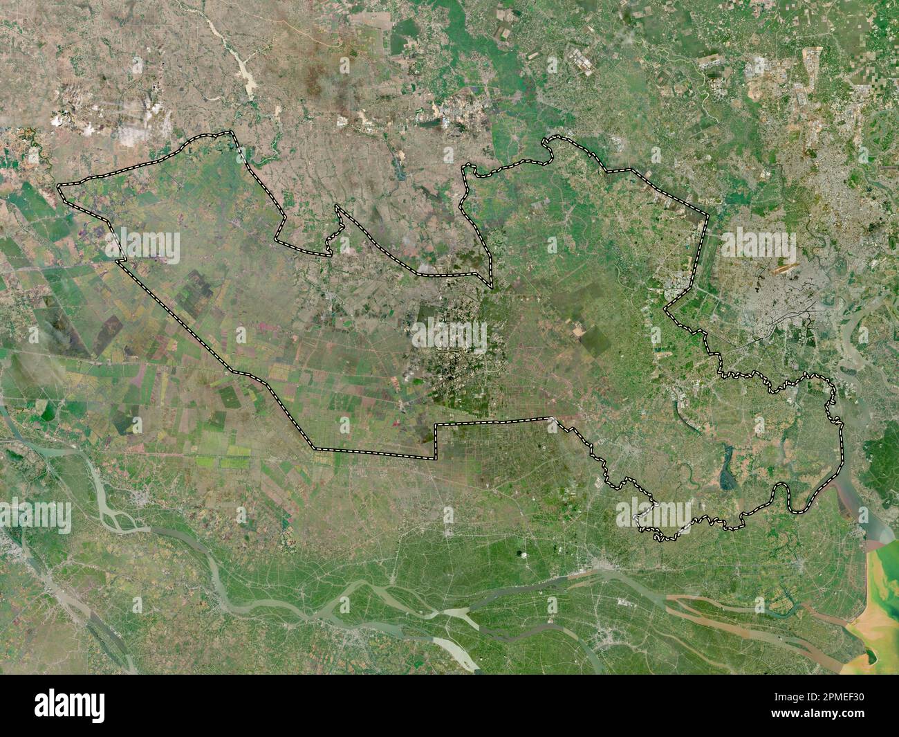 Long An, province of Vietnam. High resolution satellite map Stock Photo ...