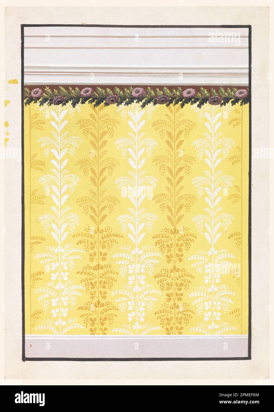 Drawing, Wallpaper Design; Austria; brush and gouache, graphite on ...
