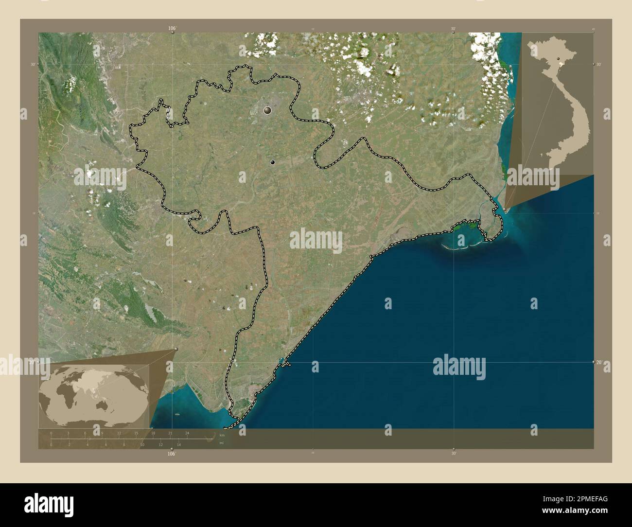 Nam inh, province of Vietnam. High resolution satellite map. Locations ...