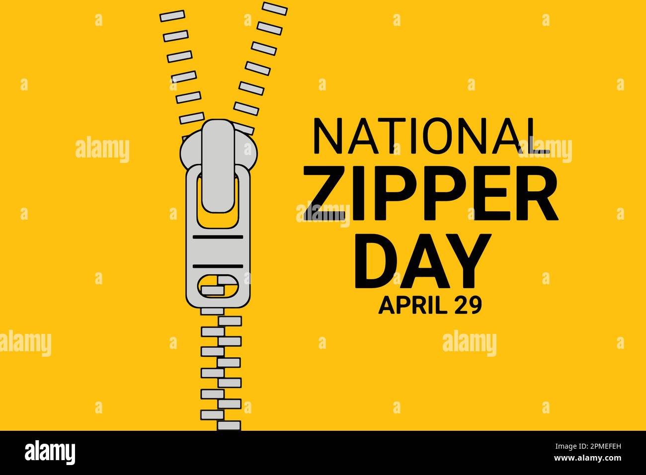 International zipper day. Vector illustration of a zipper on a yellow ...