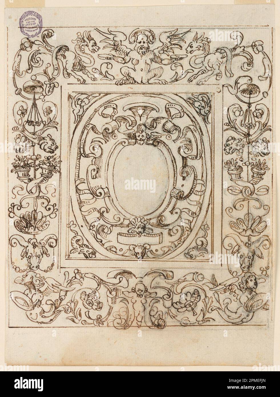 Drawing, Grotesque Design; Italy; charcoal, pen and ink on paper Stock ...