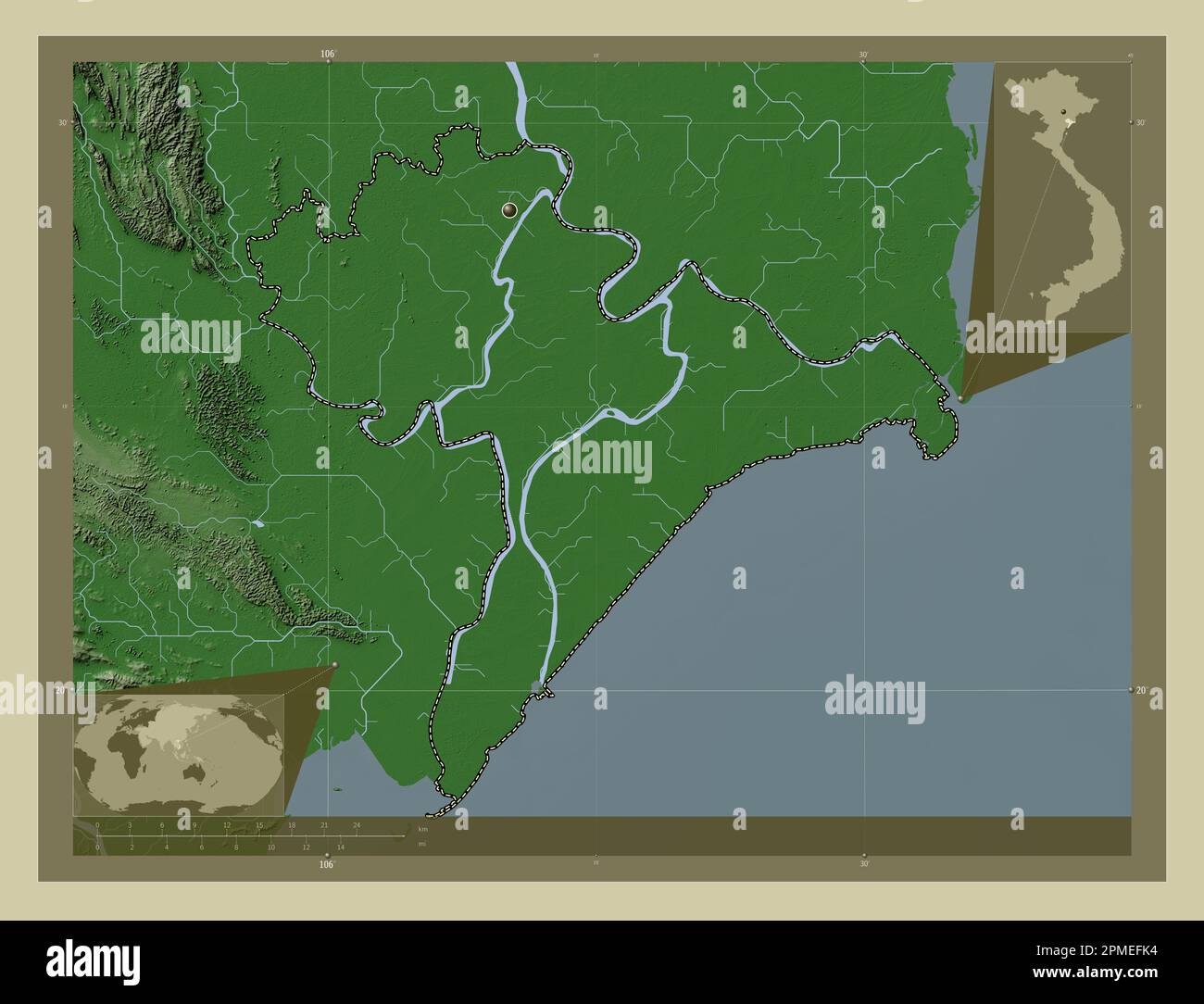 Nam inh, province of Vietnam. Elevation map colored in wiki style with ...