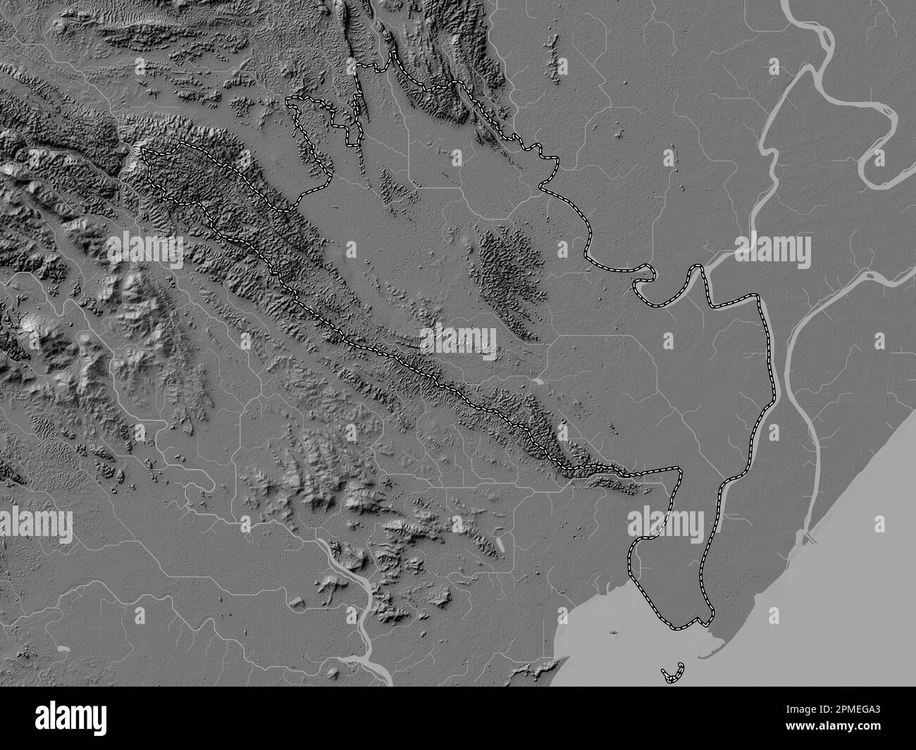 Ninh Binh, province of Vietnam. Bilevel elevation map with lakes and ...