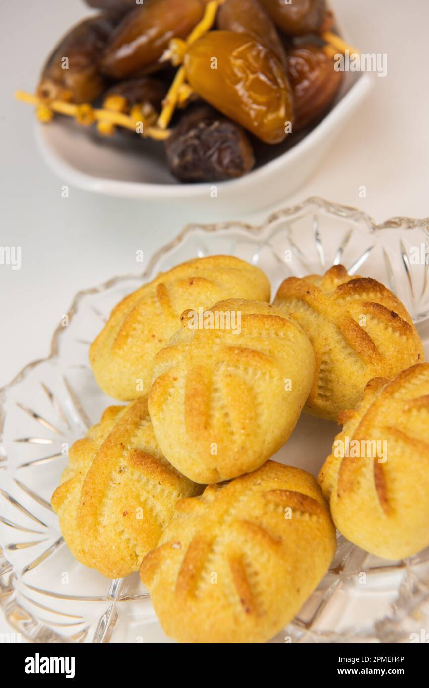 Traditional eid maamoul or mamoul cookies with dates, nuts, and jam ...
