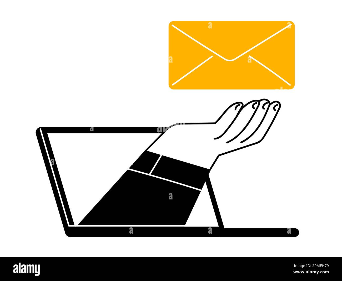 Email hand holds envelope letter mail laptop Stock Vector Image & Art ...