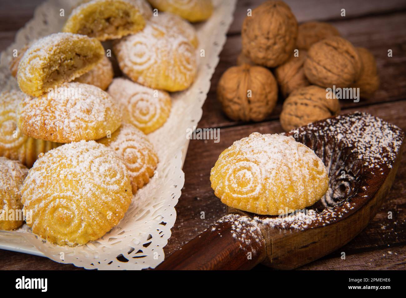 Traditional eid maamoul or mamoul cookies with dates, nuts, and jam ...