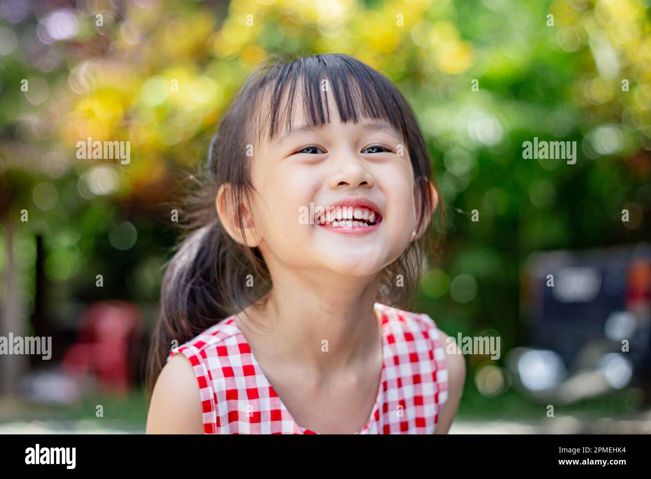 Portrait of emotional face expression of smiling and laughing of Asian ...