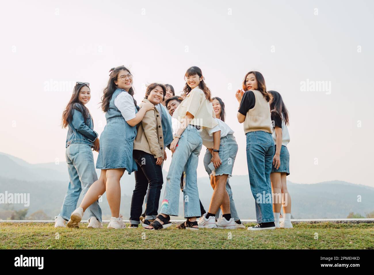 Groups of friends embrace each other together. Concept for kindness ...