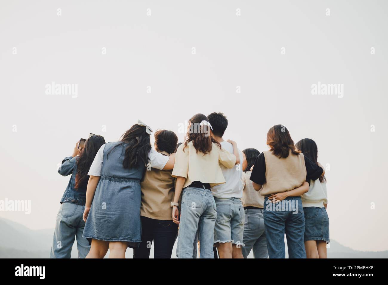 Groups of friends embrace each other together. Concept for kindness ...