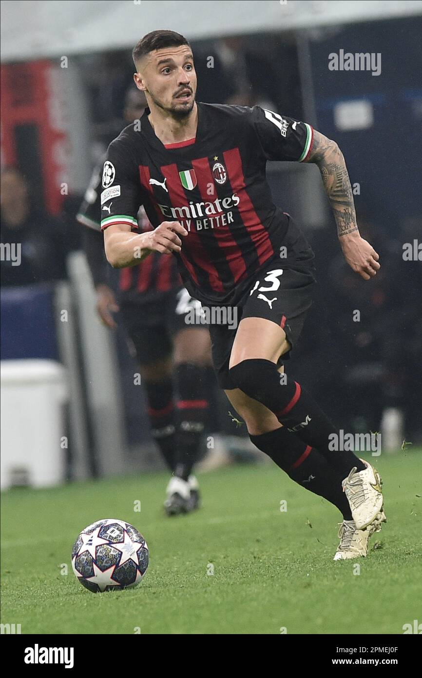 Milan, Italy. 12th Apr, 2023. Fikayo Tomori of AC Milan in action ...