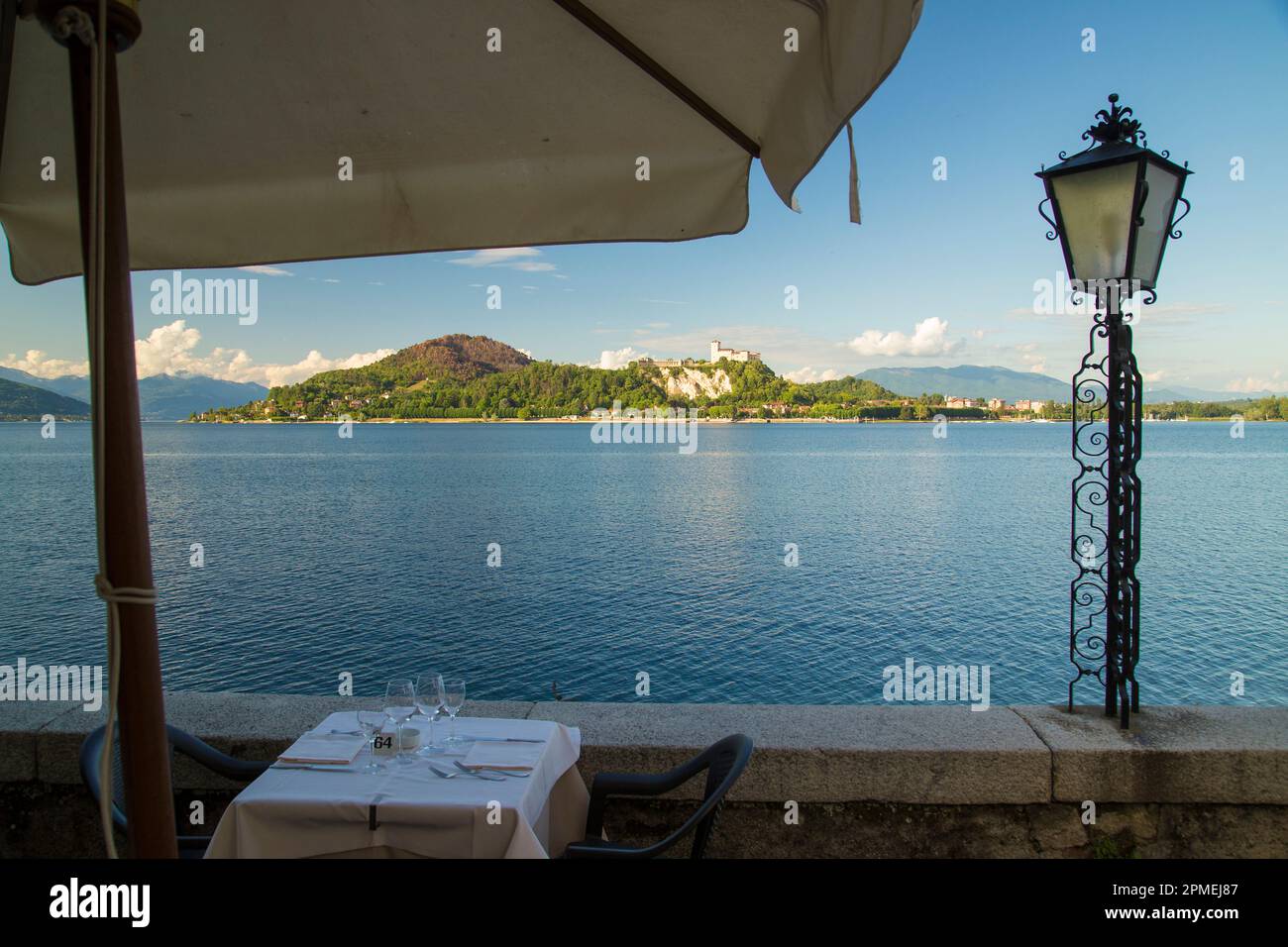 Italian restaurant table, Lake Maggiore Stock Photo - Alamy