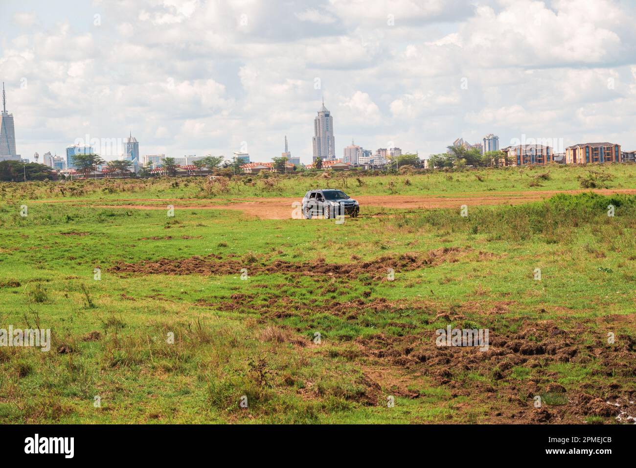 Nairobi City skyline seen from Nairobi National Park, Kenya Stock Photo ...