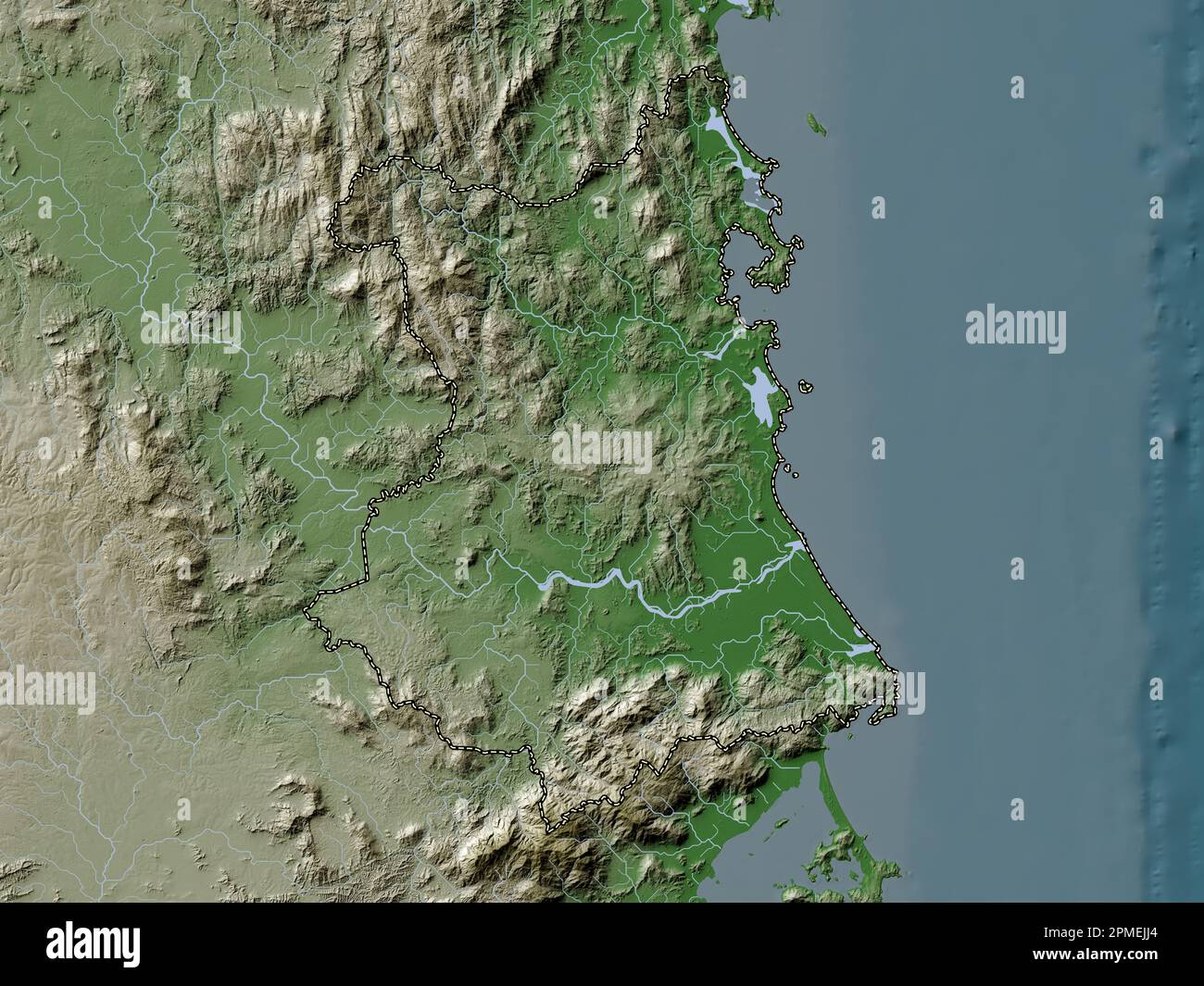 Phu Yen, province of Vietnam. Elevation map colored in wiki style with ...