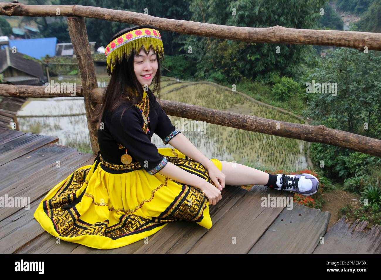 Vietnam, Bac Ha Market, Flower Hmong women in traditional dress The ...