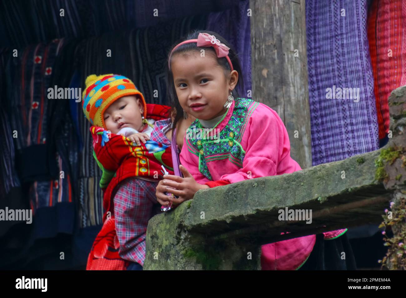 Vietnam, Bac Ha Market, Flower Hmong women in traditional dress The ...