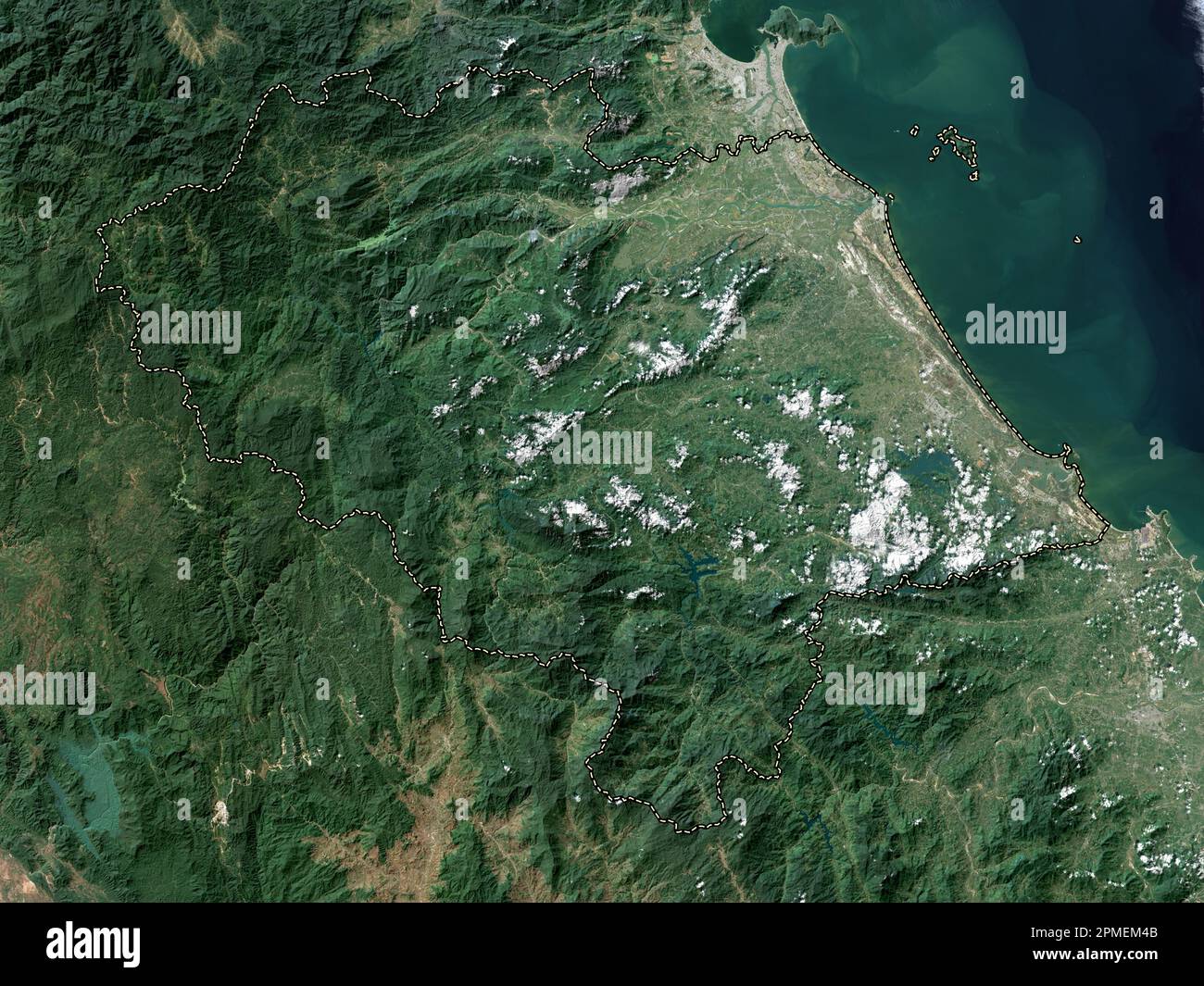 Quang Nam, province of Vietnam. Low resolution satellite map Stock ...