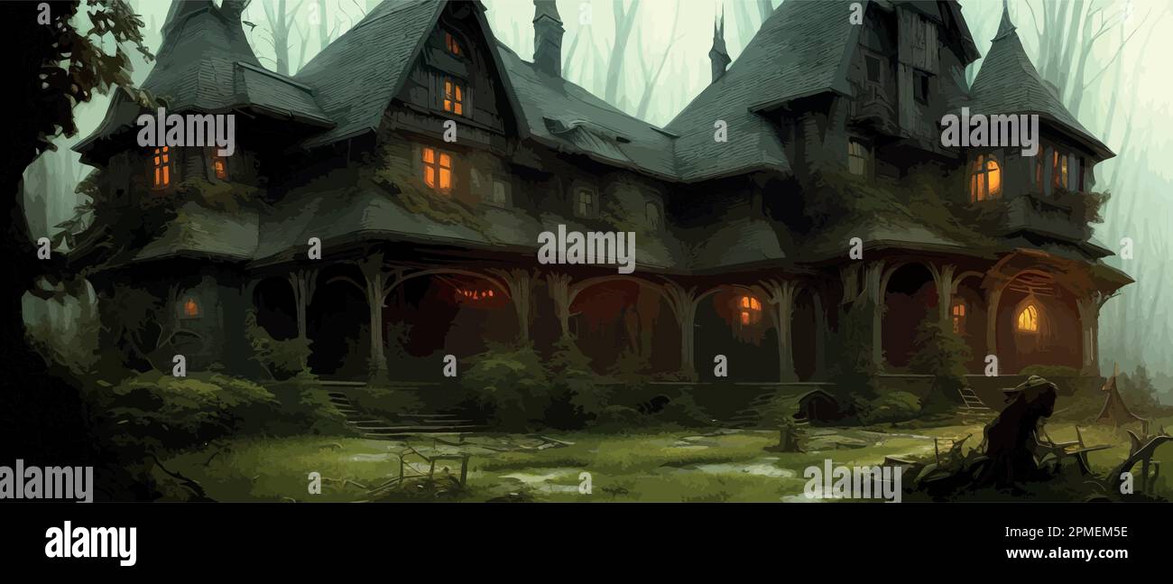 Old mansion illuminated Stock Vector Images - Alamy