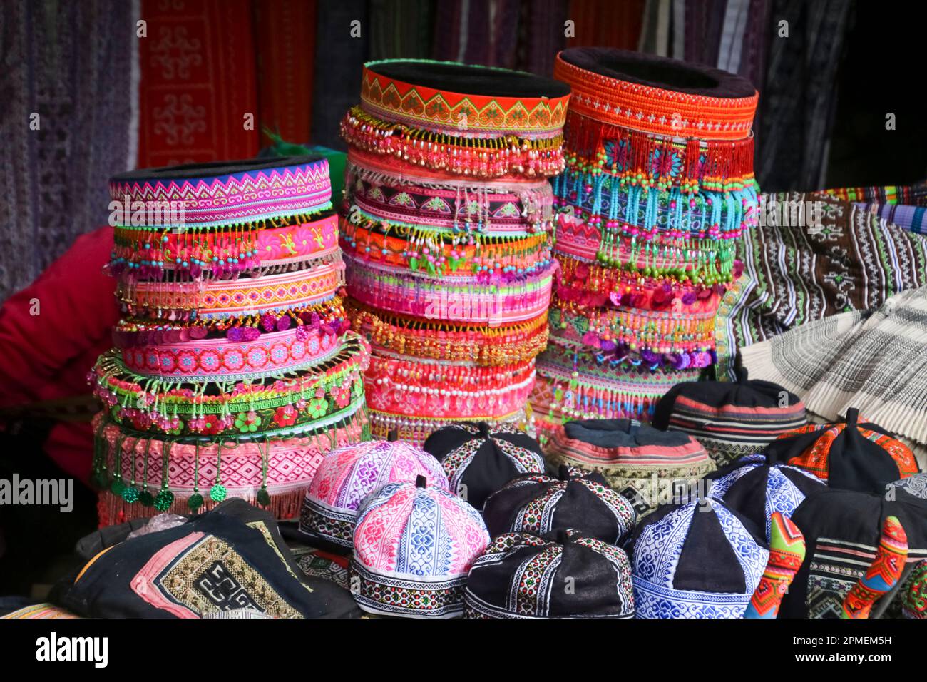 Vietnam, Bac Ha Market, Flower Hmong women in traditional dress The ...