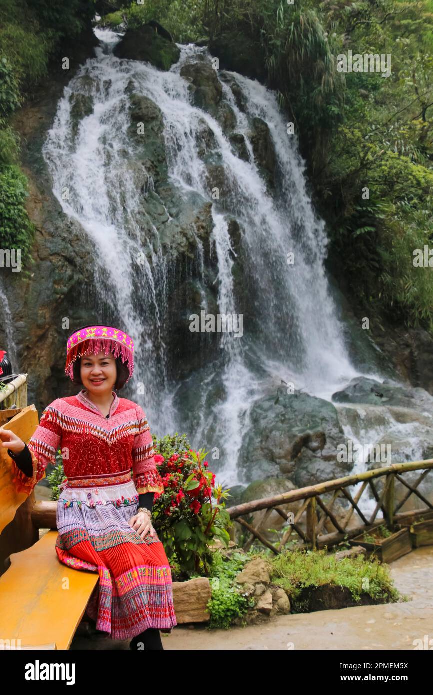 Vietnam, Bac Ha Market, Flower Hmong women in traditional dress The ...