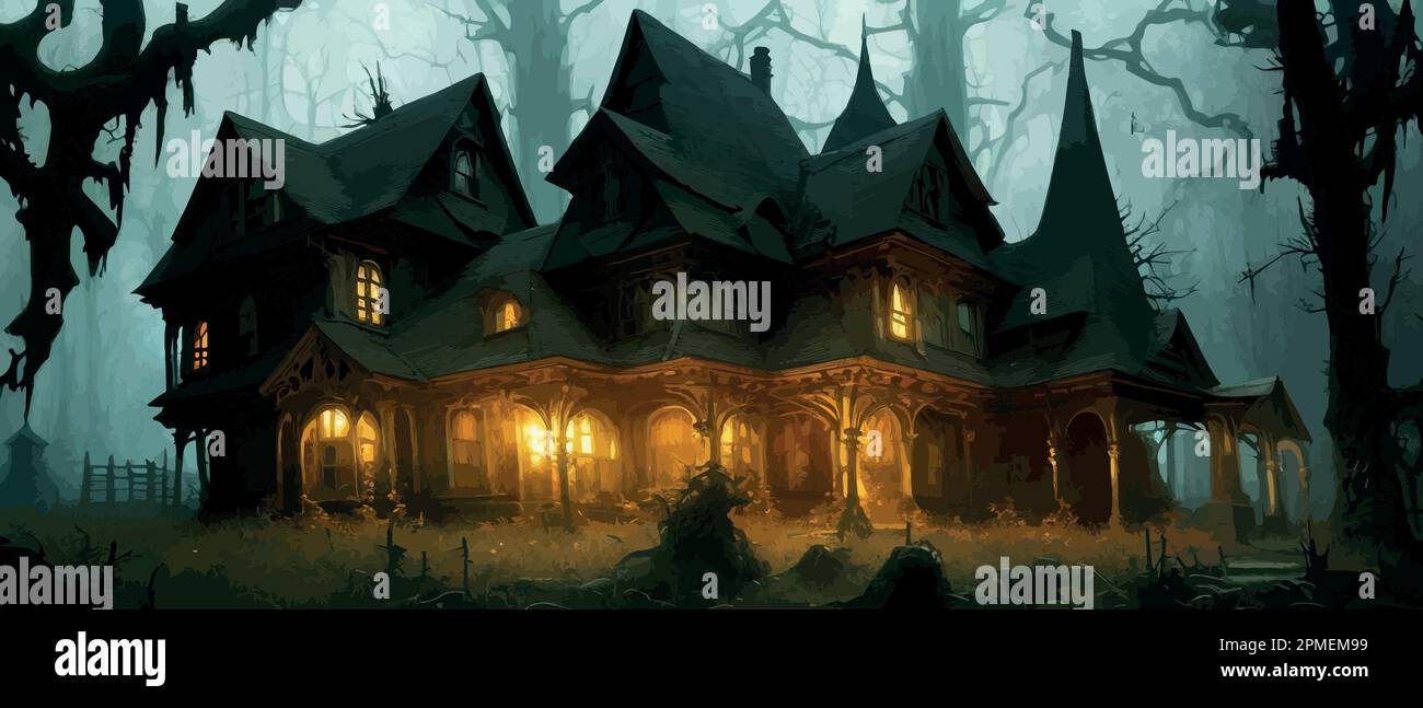 Old mansion illuminated Stock Vector Images - Alamy