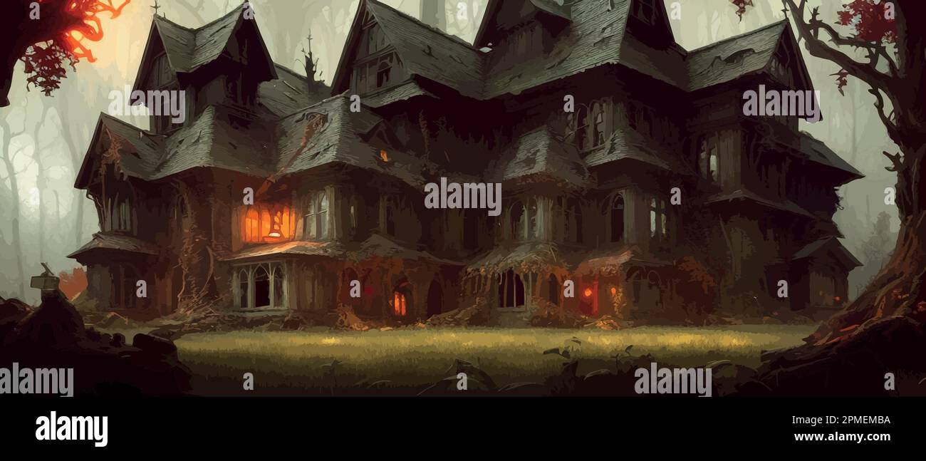 Old mansion illuminated Stock Vector Images - Alamy