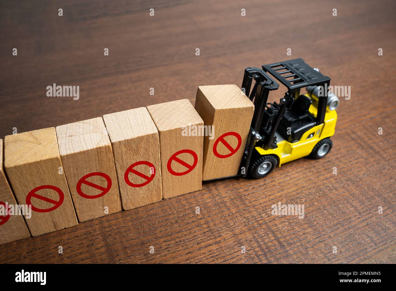 A forklift erects a restrictive barrier. Create a new restriction ...
