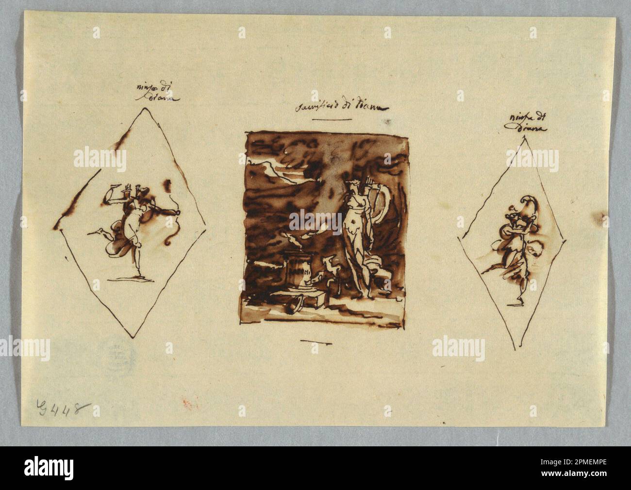 Drawing, Three Bacchus Subjects: Bacchus Worshipped: Bacchus Marries ...