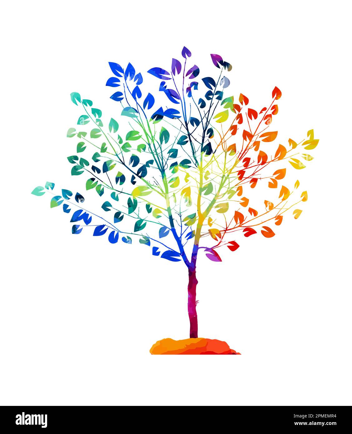 Abstract multicolored tree. Mixed media. Vector illustration Stock ...