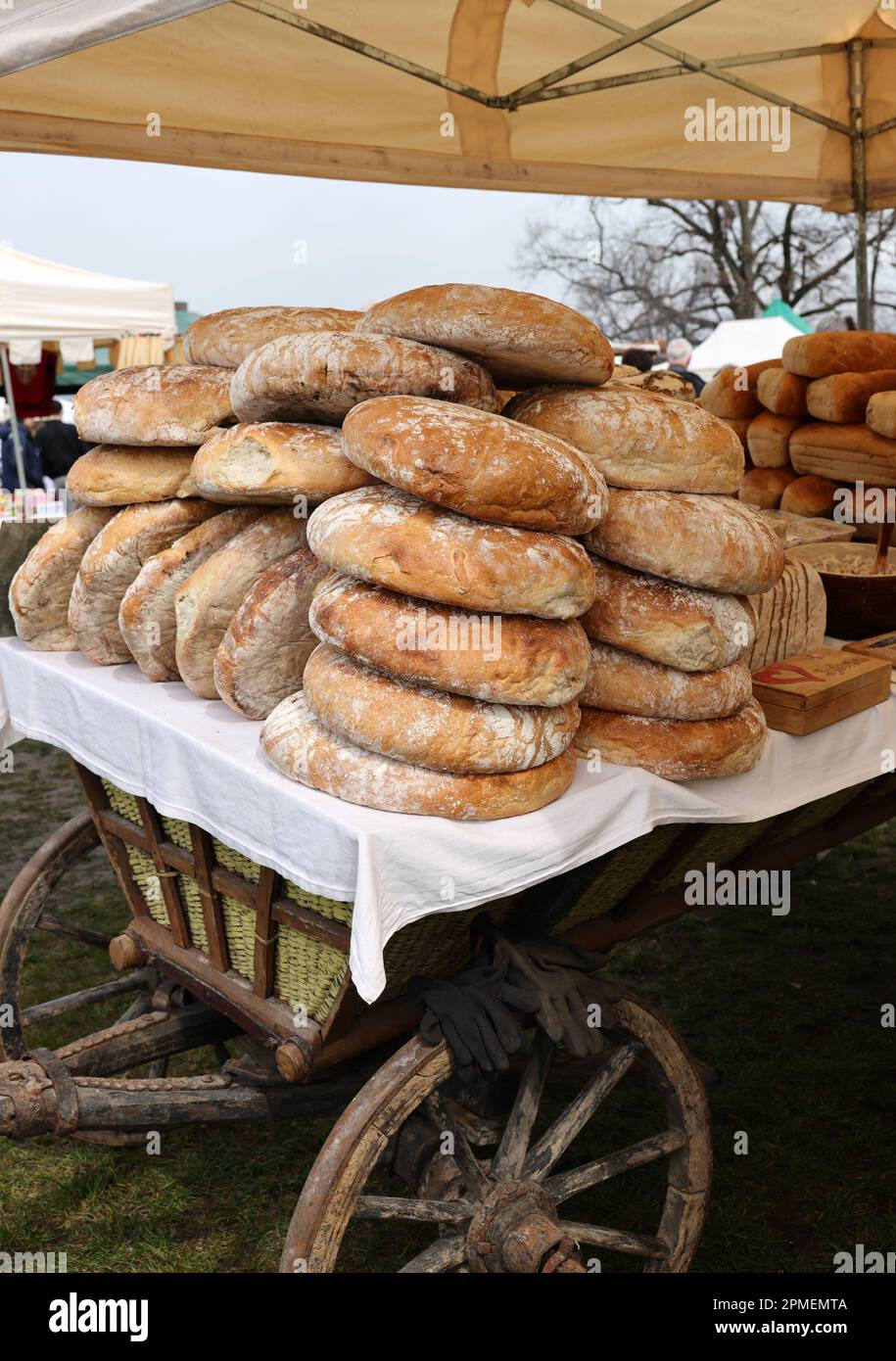 Freshly baked traditional bread at a street stall Stock Photo - Alamy