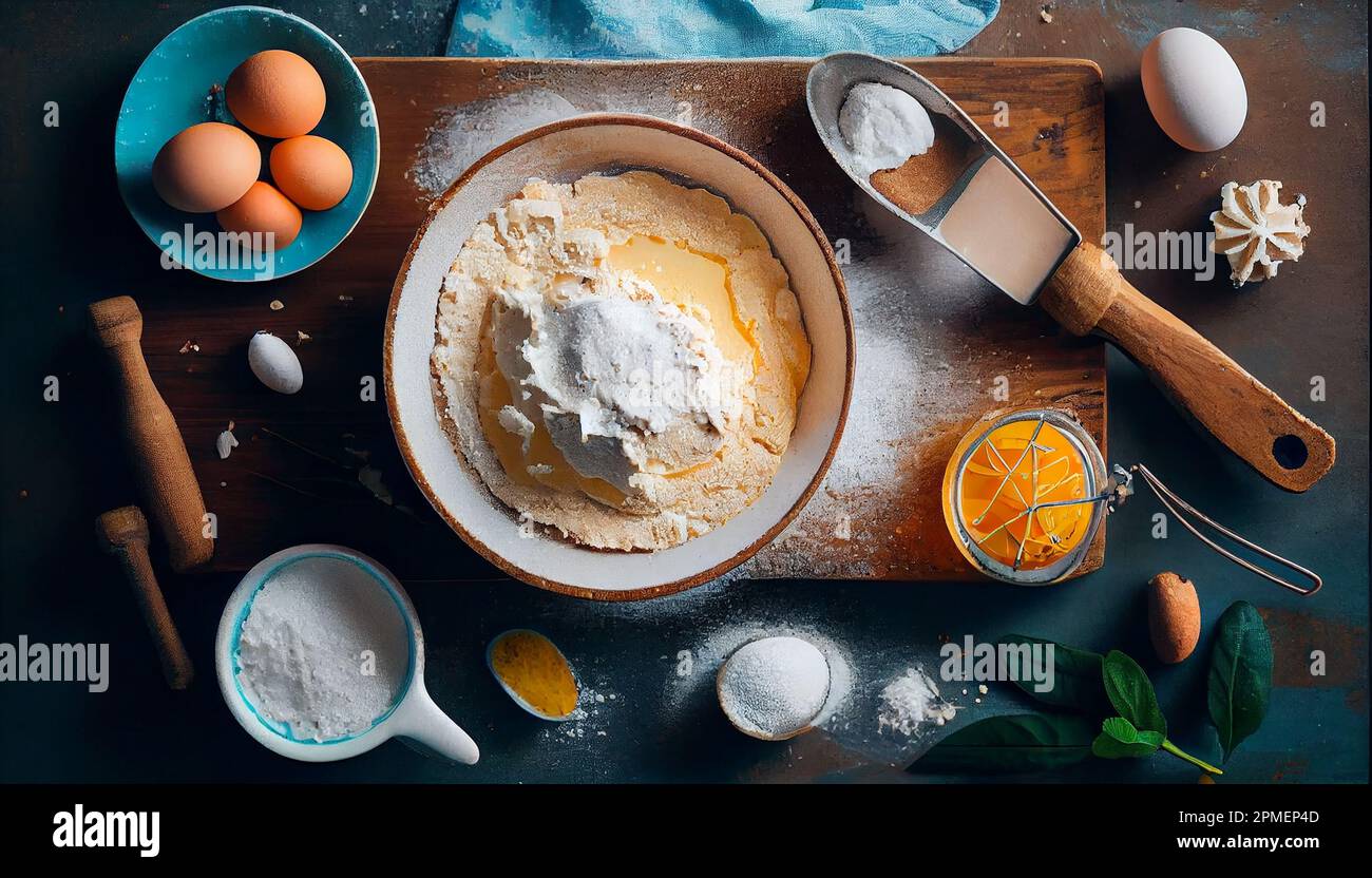 Baking background banner. bread preparation Ingredients variety for ...