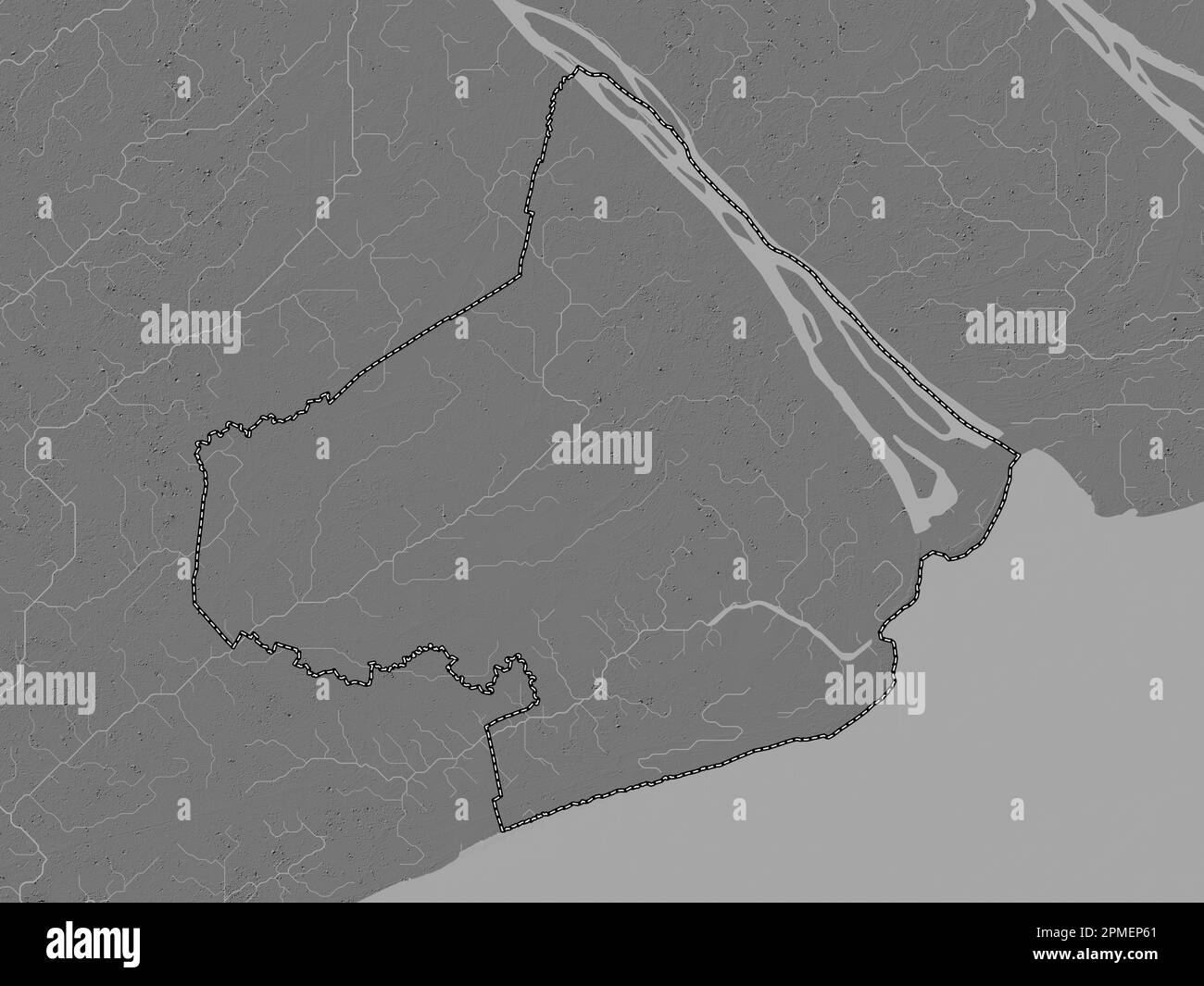 Soc Trang, province of Vietnam. Bilevel elevation map with lakes and ...