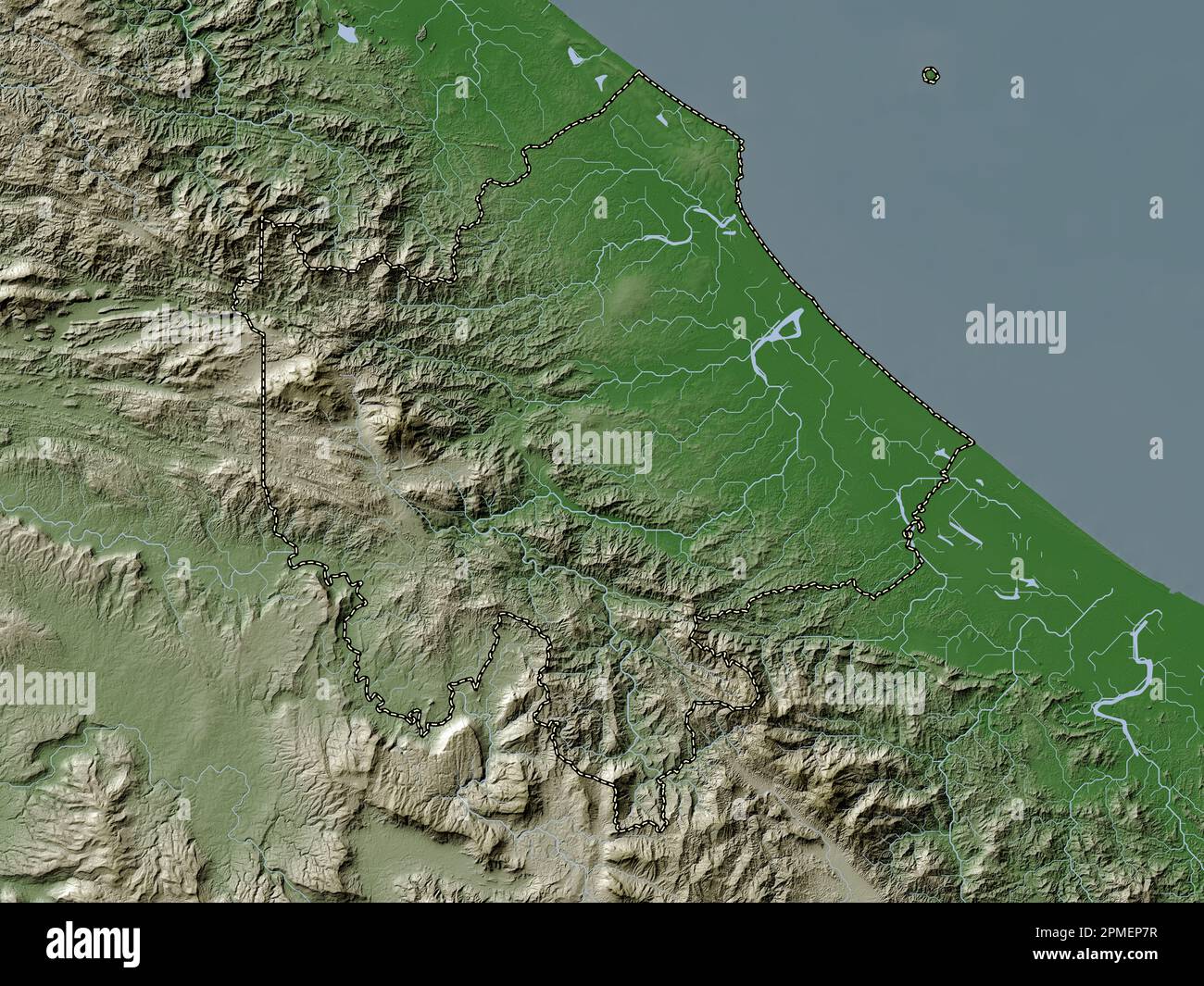 Quang Tri, province of Vietnam. Elevation map colored in wiki style ...